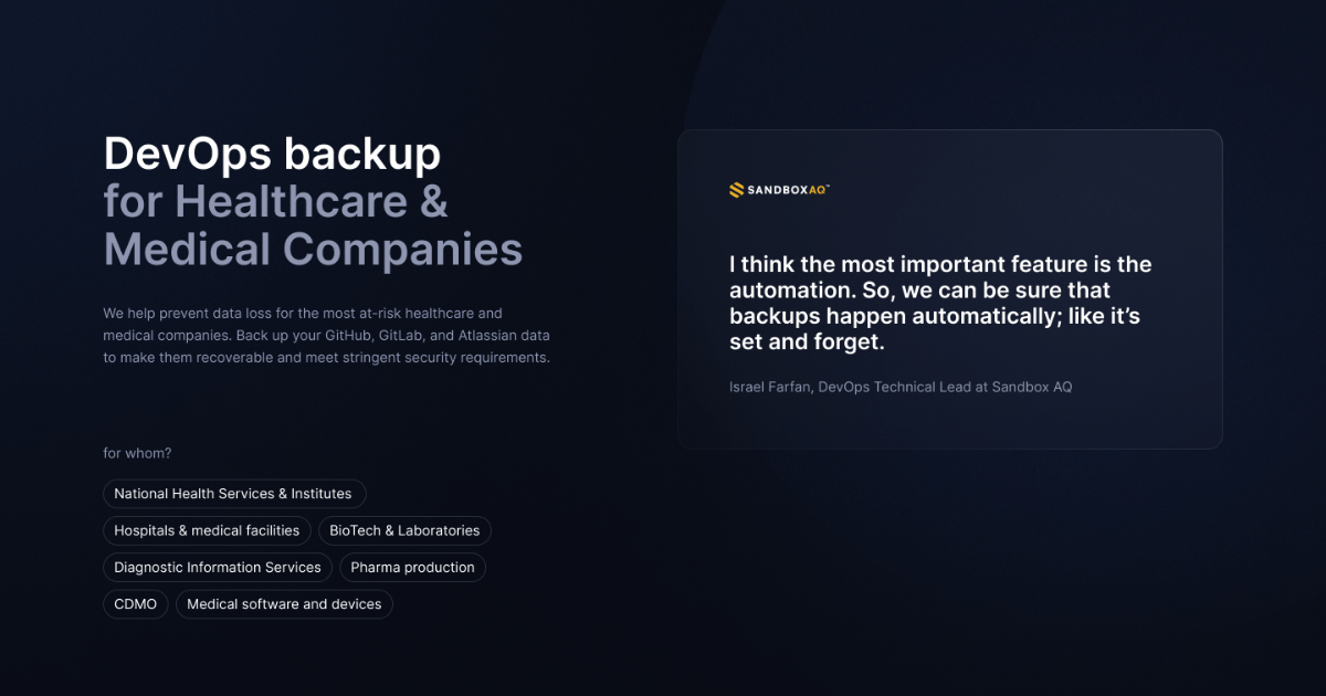 DevOps Backup For Healthcare | GitProtect.io