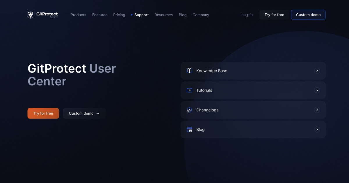 User Center - GitProtect.io